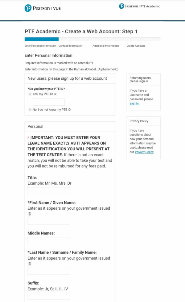 Buy PTE Voucher from PTENOTE | How to create an account On pearsonpte.com